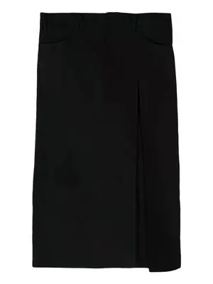 Yohji Yamamoto Side-slit Denim Maxi Skirt - Black