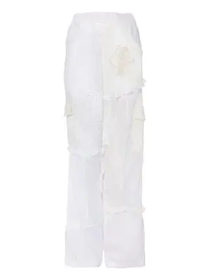 CAVIA Panelled Broderie-anglaise Cargo Trousers - Neutrals