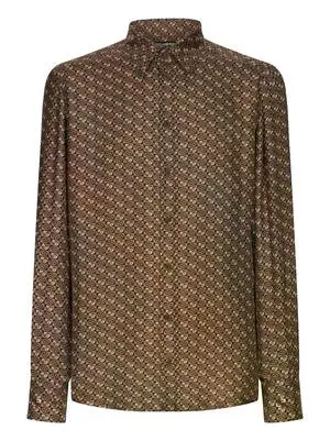 Dolce & Gabbana Geometric-print Silk Shirt - Brown