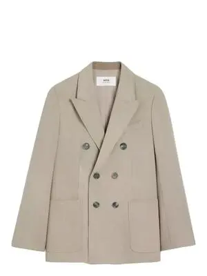 AMI Paris Double-breasted Peak-lapel Blazer - Neutrals