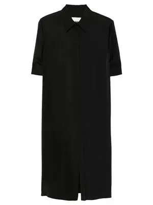 JIL SANDER Satin Midi Shirt Dress - Black