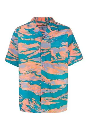 MAHARISHI Graphic-print Camp-collar Shirt - Orange