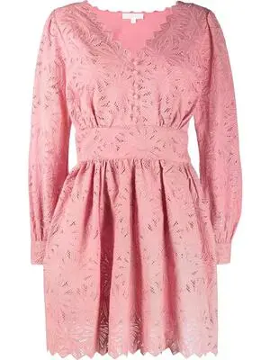 Michael Kors Scalloped-hem Embroidered Dress - Pink