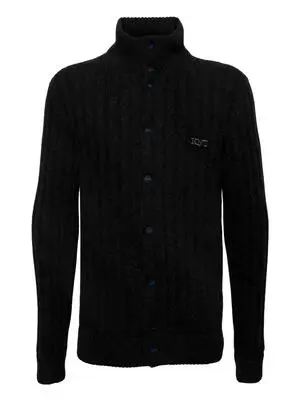 Kiton Logo-embroidered Wool Cardigan - Grey