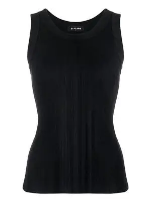 STYLAND Ribbed Knit Tank Top - Black