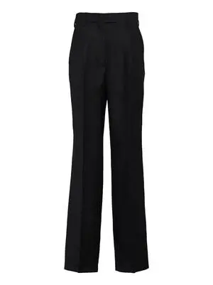 Prada Triangle-logo Kid-mohair Trousers - Black