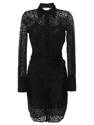 Alexander McQueen Leopard Devoré Mini Dress - Black