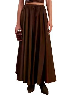 Cult Gaia Rosalee Ankle-length Pleated Taffeta Skirt - Brown