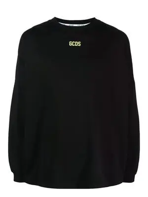 Gcds Long-sleeved Logo-print T-shirt - Black