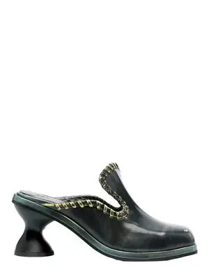Eckhaus Latta 75mm Square-toe Leather Mules - Black