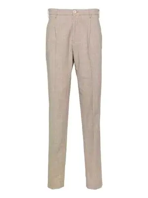 Incotex Houndstooth Tapered Trousers - Brown