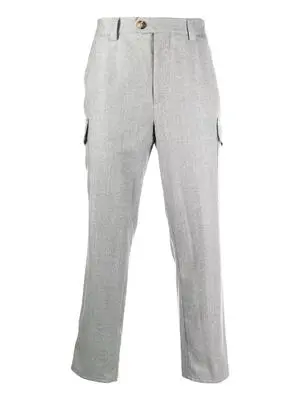 Brunello Cucinelli Cropped Virgin Wool Trousers - Grey