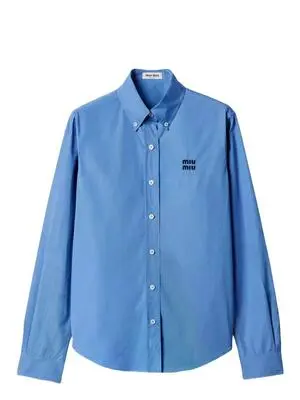 Miu Miu Cotton Button-up Shirt With Back Detail - Blue