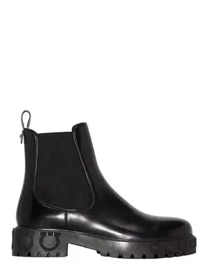 FERRAGAMO Gancini Logo-detail Chelsea Boots - Black
