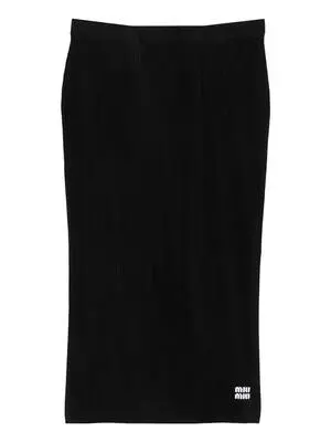 Miu Miu Intarsia-logo Midi Skirt - Black