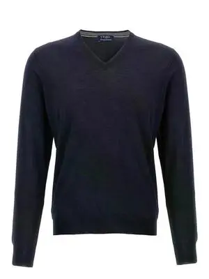 BARBA NAPOLI V-neck Knitted Jumper - Blue