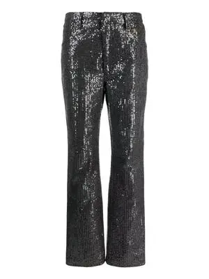 ROTATE BY BIRGER CHRISTENSEN High-waisted Sequin-embellished Jeans - Black