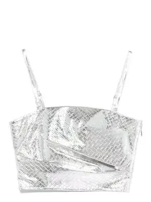 ROTATE BY BIRGER CHRISTENSEN Draped Braided Top - Silver