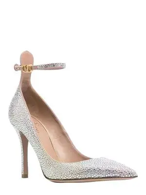 Valentino Garavani Embellished Ankle Strap Pumps - Silver