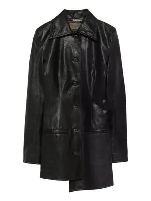 ELENA VELEZ Faux Leather Blazer Dress - Black