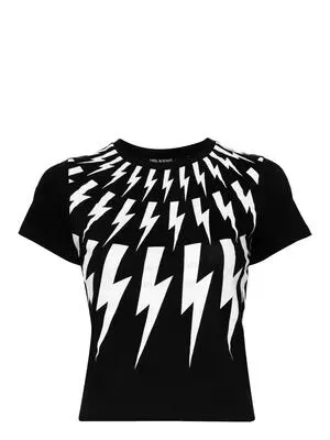 Neil Barrett Fair Isle Thunderbolt Print T-shirt - Black