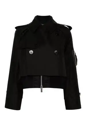 Sacai Layered Cropped Jacket - Black