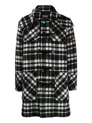 Roberto Cavalli Check-patterned Duffle Coat - Black