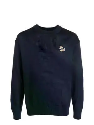 Maison Kitsuné Embroidered Fox-patch Sweatshirt - Blue