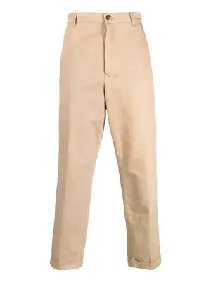 Kenzo Logo-patch Straight-leg Trousers - Neutrals