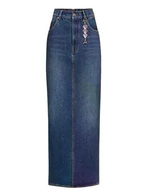 AREA Logo-charm Denim Midi Skirt - Blue