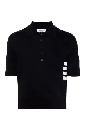 Thom Browne 4-bar Knitted Polo Shirt - Blue