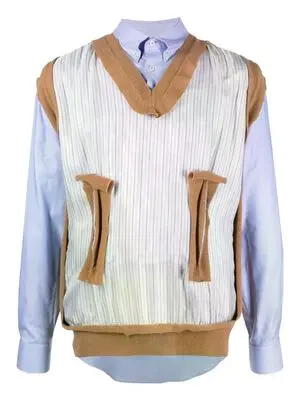MAISON MARGIELA Spliced Knit-detail Shirt - Blue