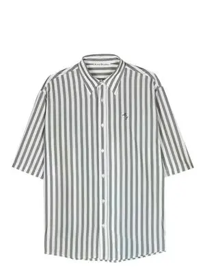Acne Studios Logo-embroidered Striped Shirt - Black