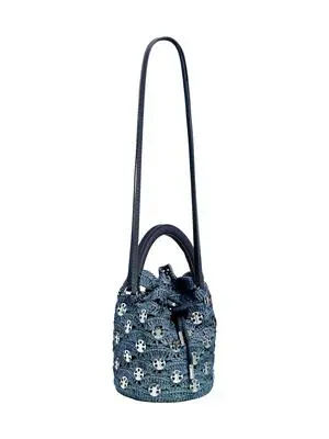 Rabanne Crochet Bucket Bag Blue
