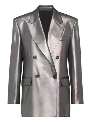 Brunello Cucinelli Double-breasted Metallic Blazer - Grey