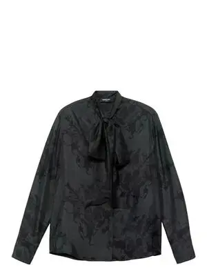Fabiana Filippi Printed Silk Shirt With Tie Neck - Black