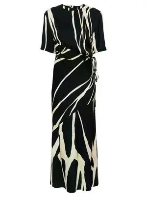 Nanushka Striped Crepe Midi Dress - Black