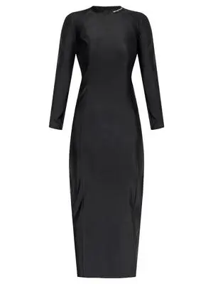 Alexander Wang Logo-print Midi Dress - Black
