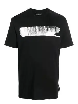 PLEIN SPORT Ss Silver Brush Cotton T-shirt - Black