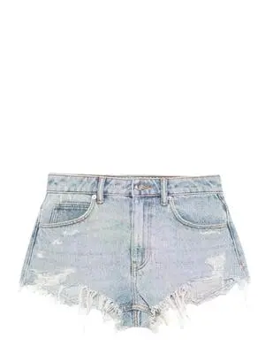 Alexander Wang Rhinestoned Frayed Shorts - Blue