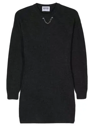 Moschino Chain-embellished Knitted Dress - Grey