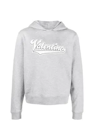 Valentino Garavani Embroidered Logo Patch Hoodie - Grey