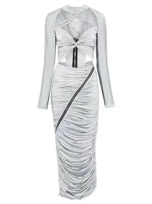 MITILIANE COUTURE Cut-out Detail Draped Maxi Dress - Grey