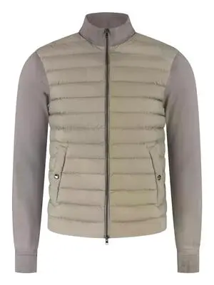 Herno Zip-Up Padded-Panel Cardigan Neutrals