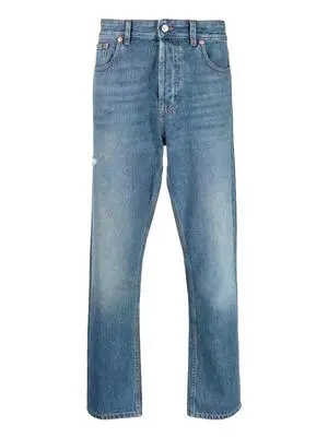Valentino Garavani Distressed Cropped Jeans - Blue