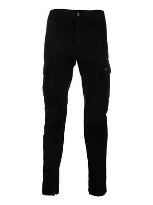 C.P. COMPANY Logo-patch Tapered Cargo Trousers - Black