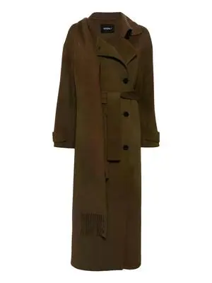 Goen.j Double-faced One-side Muffler Coat - Brown