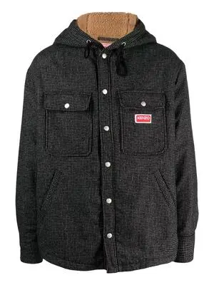 Kenzo Houndstooth Hooded Jacket - Grey