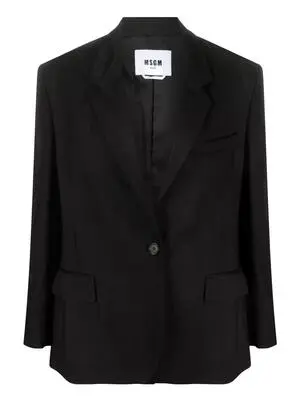 MSGM Notched-lapels Single-breasted Blazer - Black