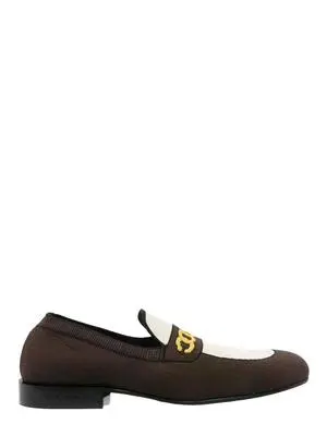 Marni Chain-print Leather Loafers - Brown
